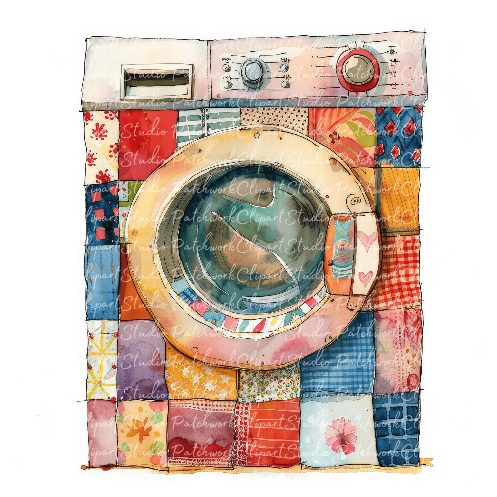 10 Washing Machine Clipart Bundle, PNG & JPG, Printable Patchwork ...