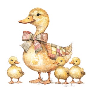 10 Duck and Ducklings Clipart Bundle, PNG & JPG, Printable Patchwork ...