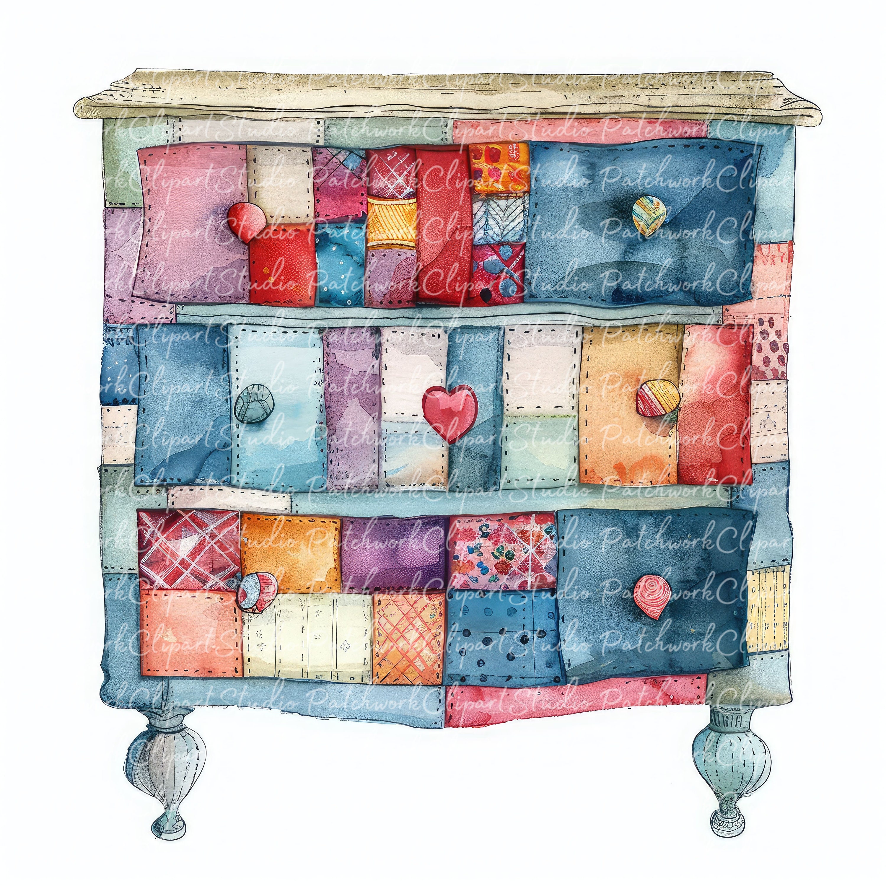 10 Dressers Clipart Bundle, PNG & JPG, Printable Patchwork Dresser ...