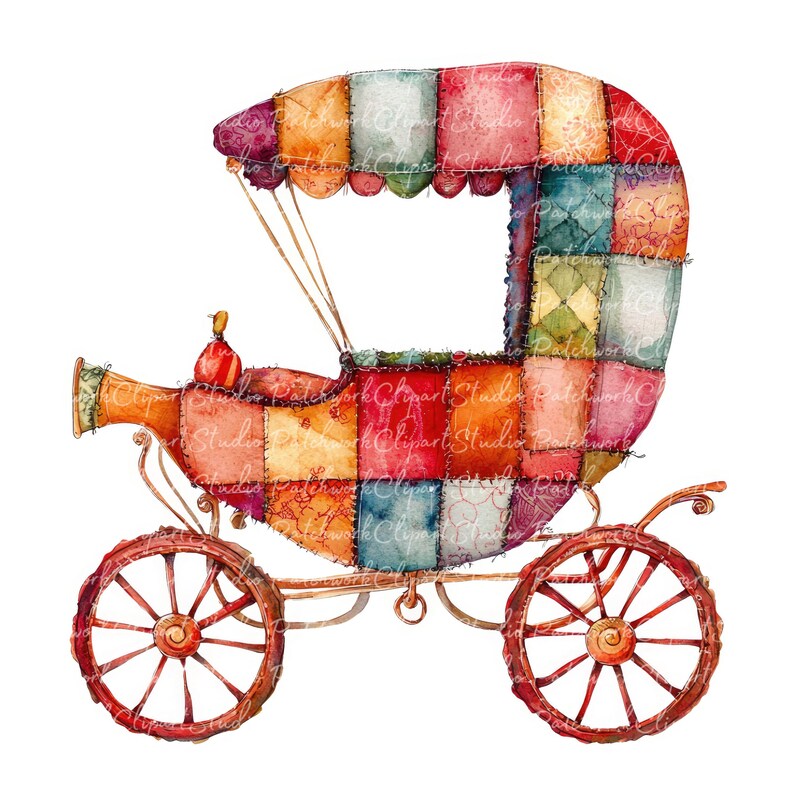 10 Carriage Clipart Bundle, PNG & JPG, Printable Patchwork Carriage ...