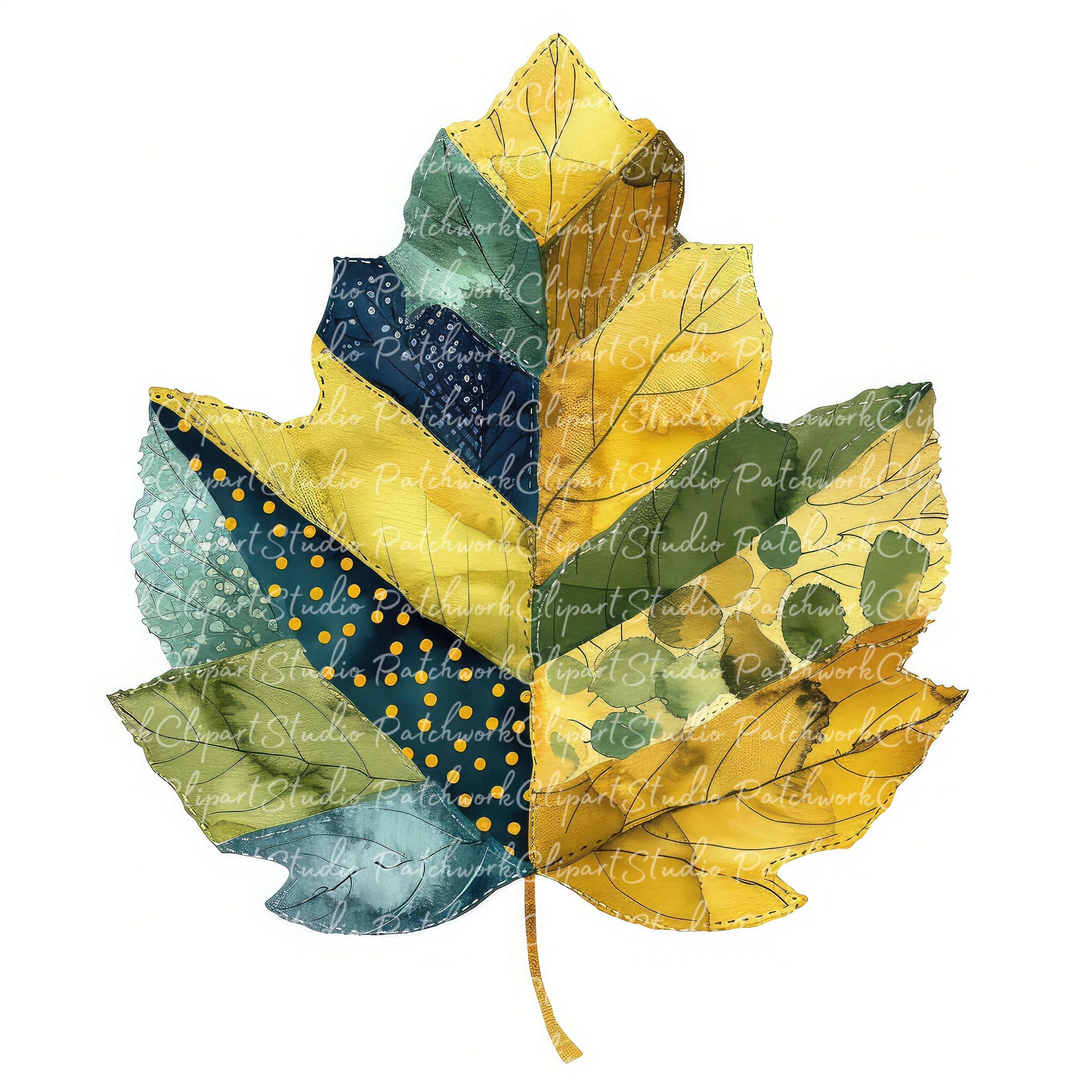 10 Leaves Clipart Bundle, PNG & JPG, Printable Patchwork Leaf ...