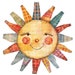 10 Sun Clipart Bundle, PNG & JPG, Printable Patchwork Suns, Smiling Sun ...