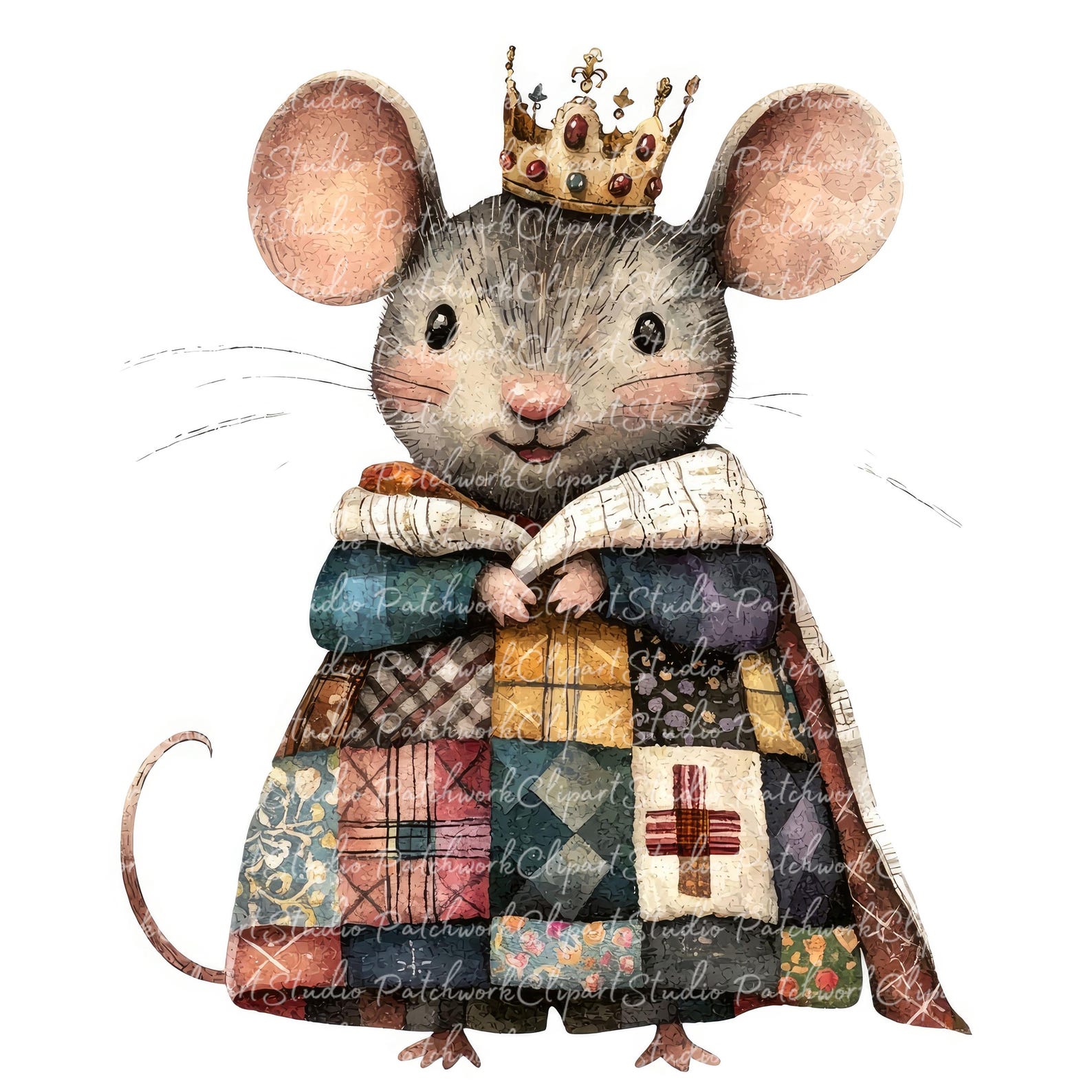 8 Mouse King Clipart Bundle, PNG & JPG, Printable Patchwork ...