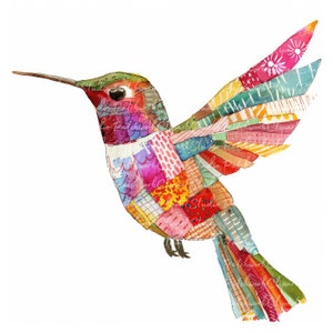 10 Hummingbirds Clipart Bundle, PNG & JPG, Printable Patchwork ...