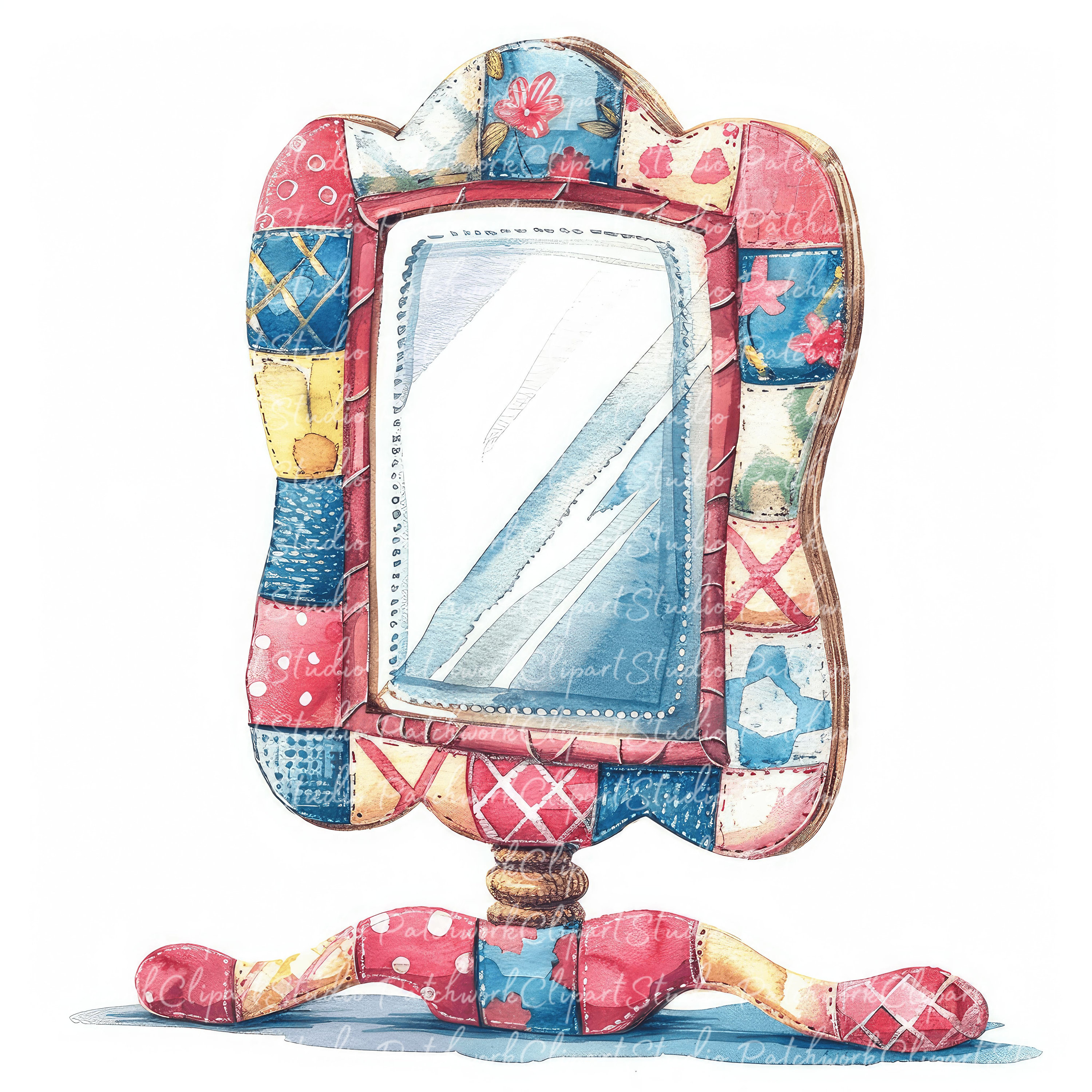 10 Mirrors Clipart Bundle, PNG & JPG, Printable Patchwork Mirror ...