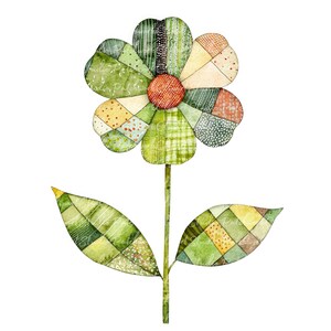 10 Green Flower Clipart Bundle, PNG & JPG, Printable Patchwork ...