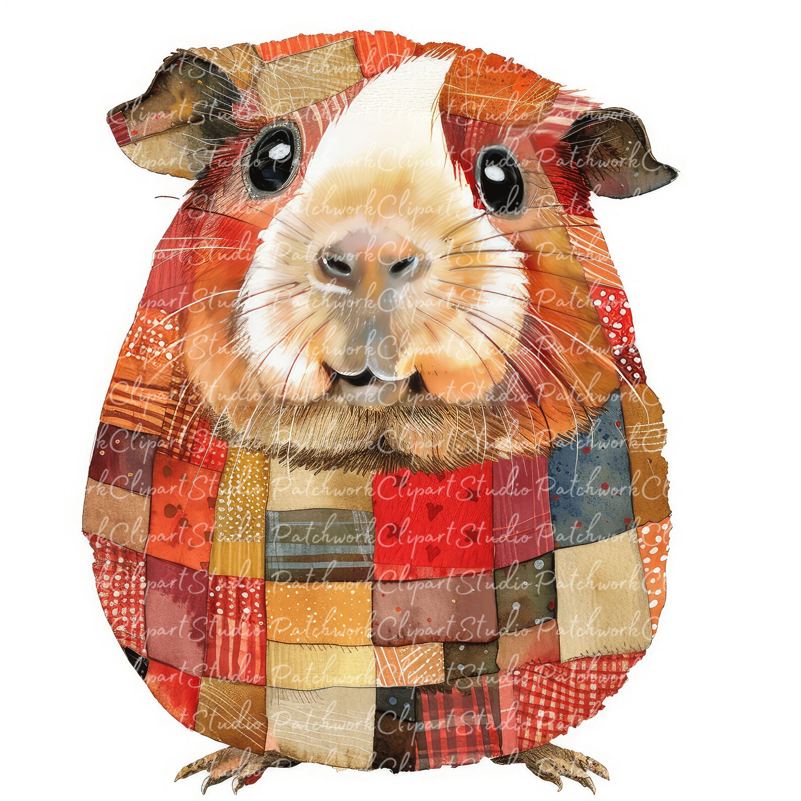 10 Guinea Pig Clipart Bundle, PNG & JPG, Printable Patchwork Rodent ...