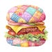 10 Hamburgers Clipart Bundle, PNG & JPG, Printable Patchwork Burger ...