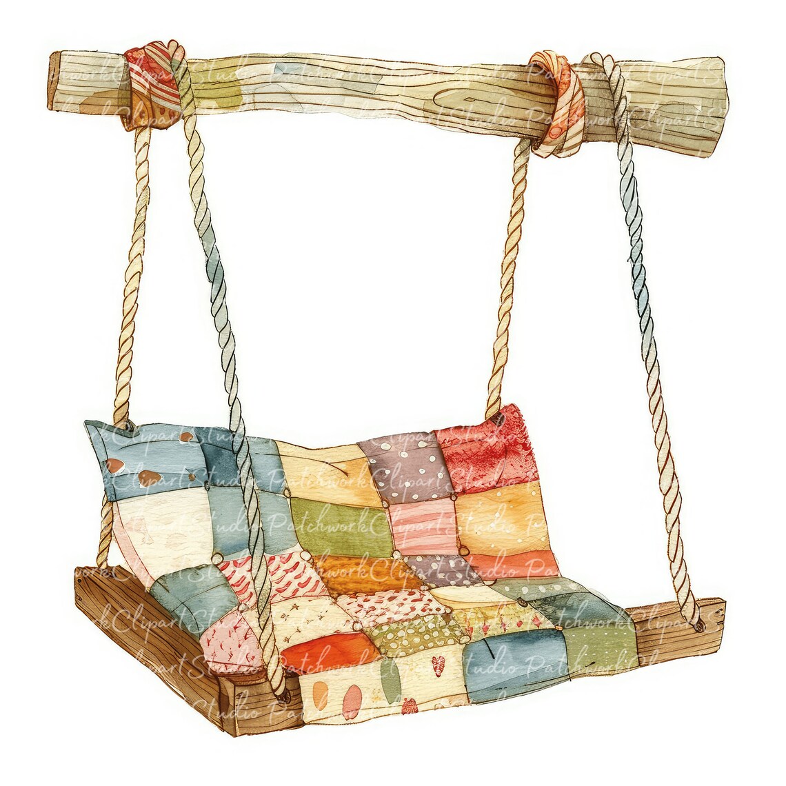 10 Swings Clipart Bundle, Printable Patchwork Swing, Quilted Fabric ...