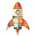 10 Rockets Clipart Bundle, Printable Patchwork Rocket, Quilted Fabric ...