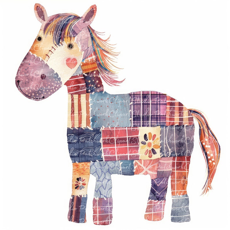 10 Horses Clipart Bundle, PNG & JPG, Printable Patchwork Horse ...