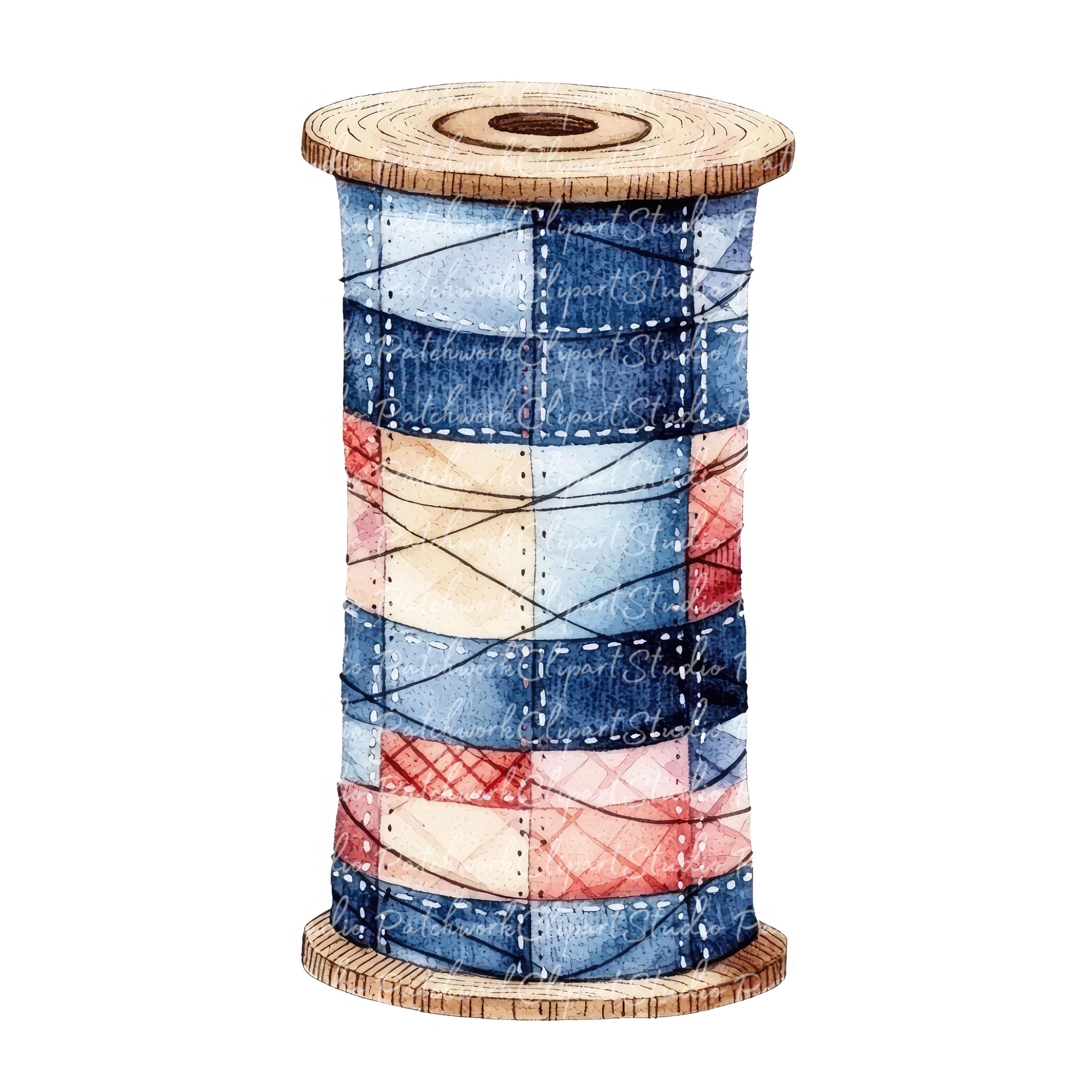 10 Cute Spool of Thread Clipart Bundle, PNG & JPG, Printable Patchwork ...