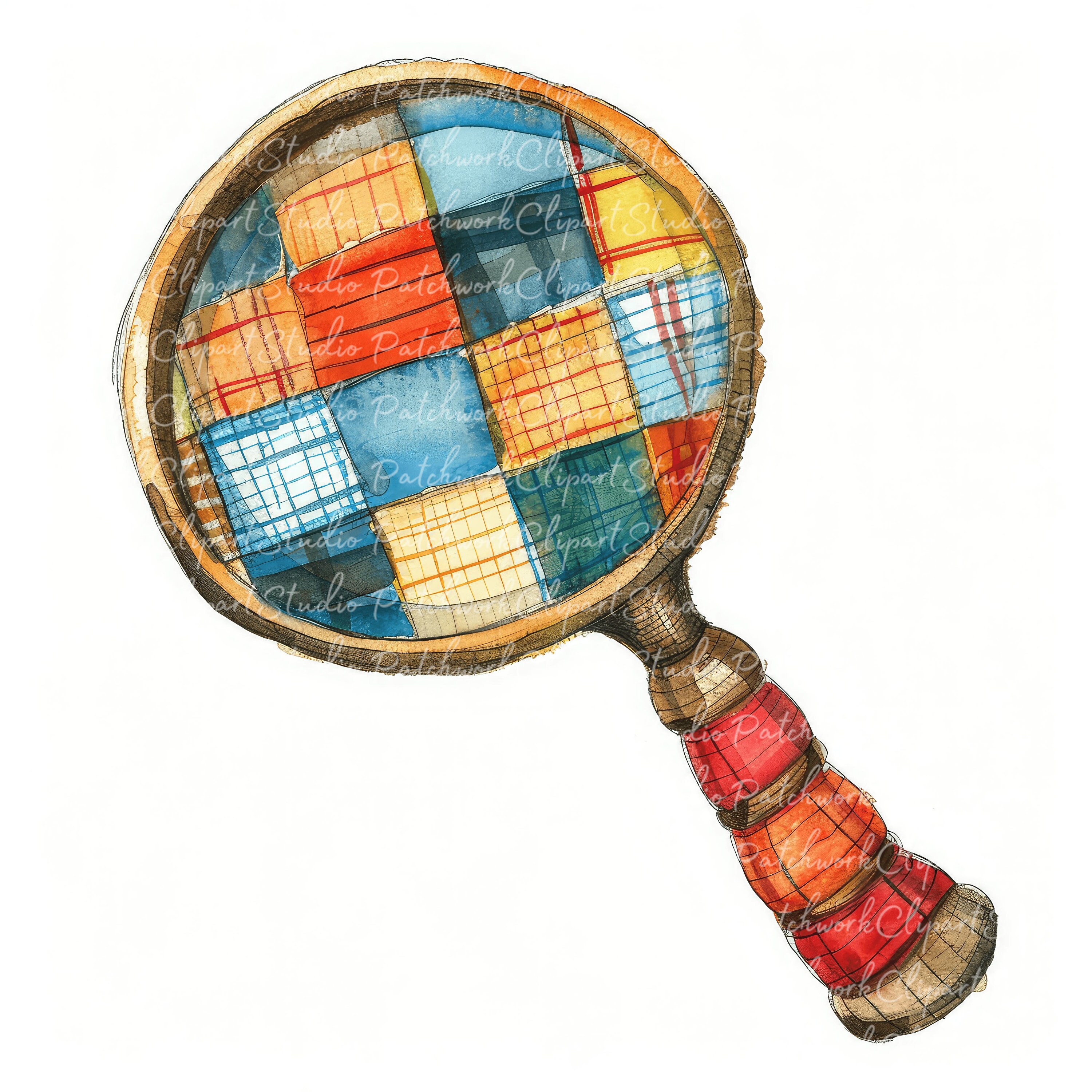 10 Magnifying Glass Clipart Bundle, PNG & JPG, Printable Patchwork ...