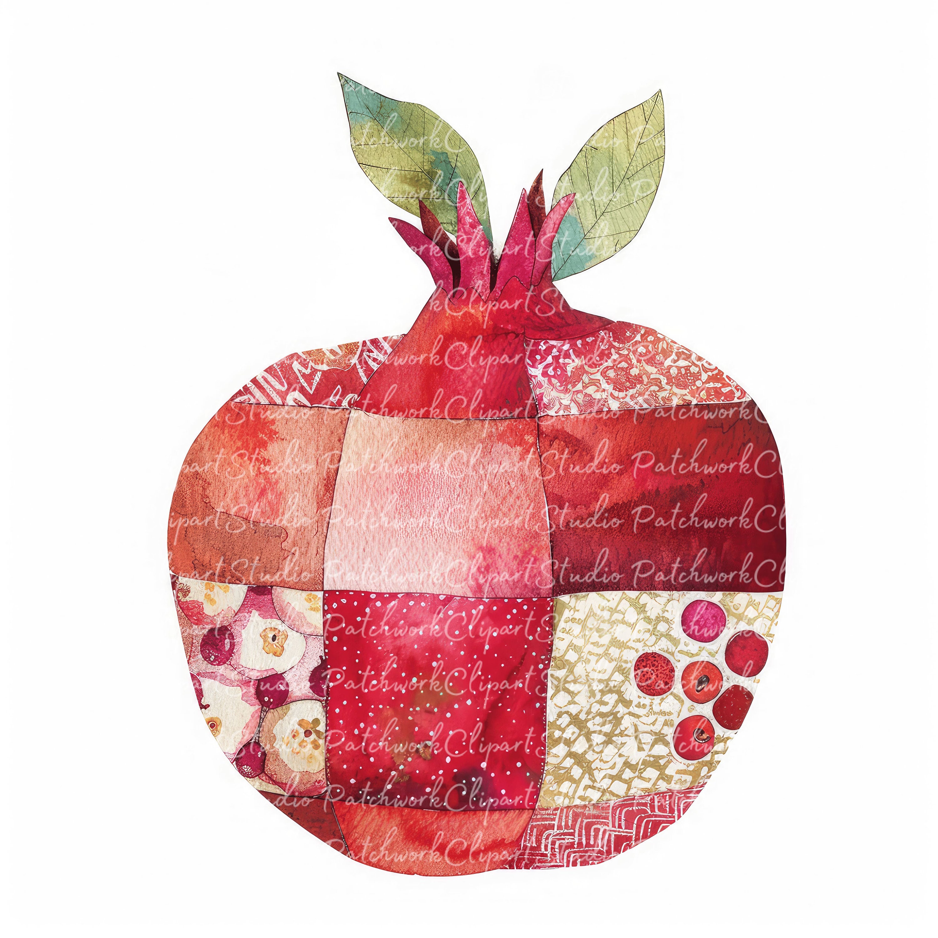 10 Pomegranates Clipart Bundle, PNG & JPG, Printable Patchwork ...