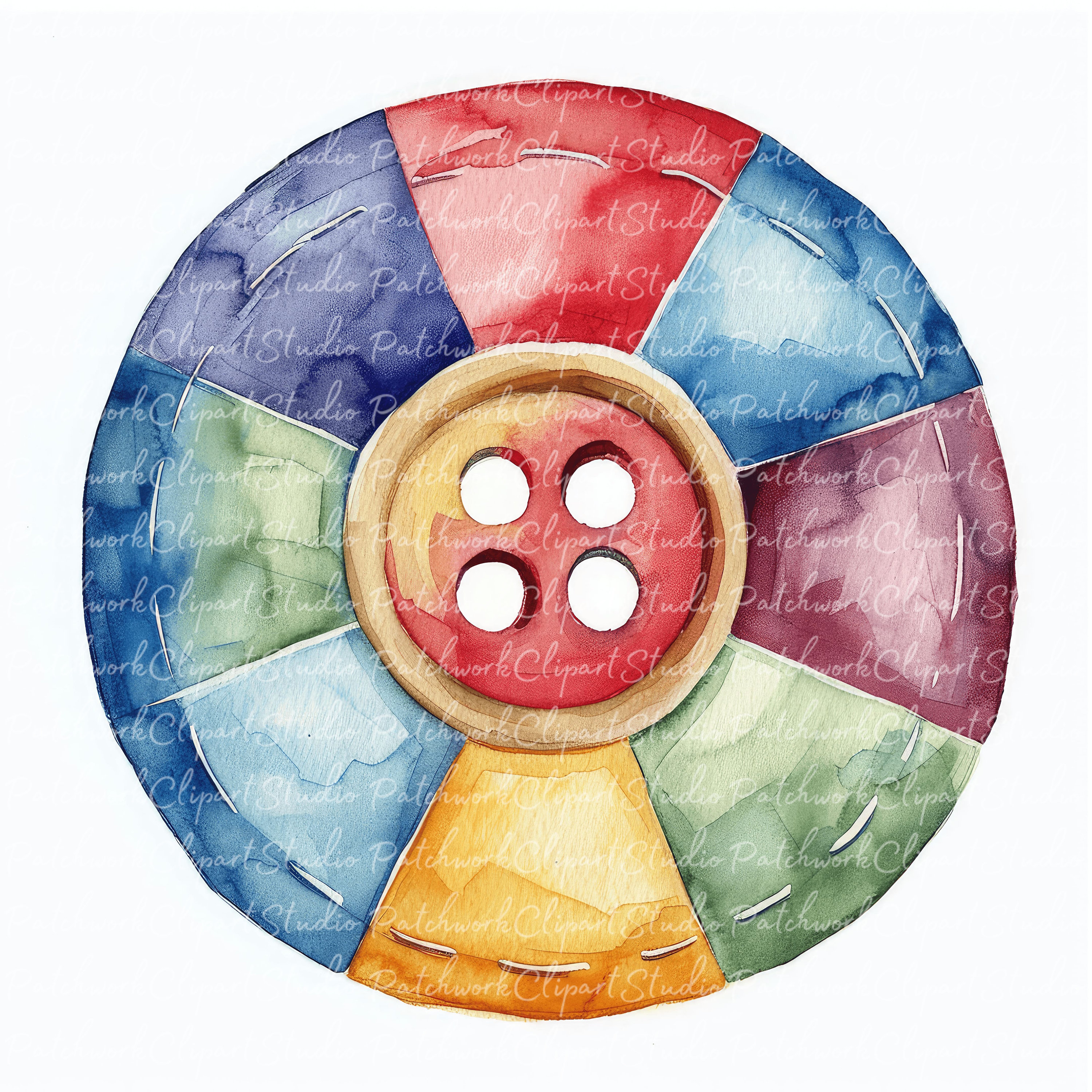 10 Buttons Clipart Bundle, PNG & JPG, Printable Patchwork Button ...