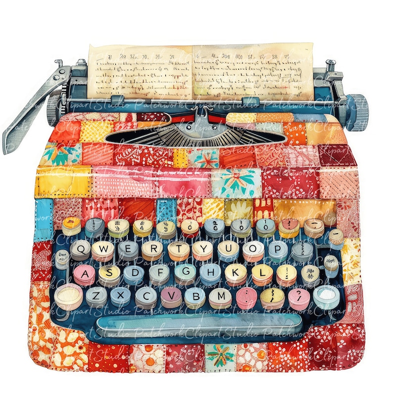 10 Typewriters Clipart Bundle, PNG & JPG, Printable Patchwork ...