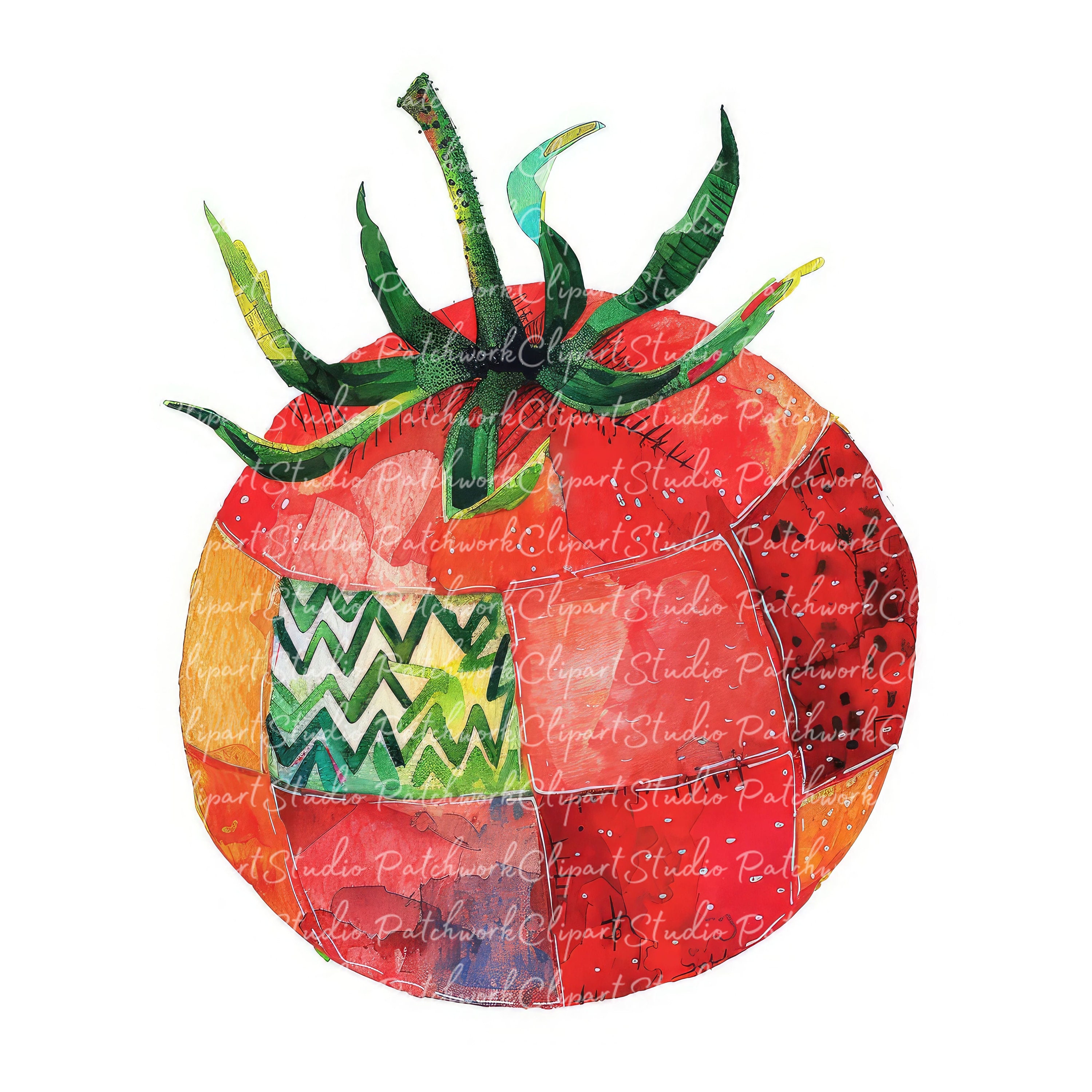 10 Tomato Clipart Bundle, PNG & JPG, Printable Patchwork Tomatoes ...