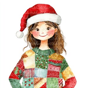 10 Christmas Woman Clipart Bundle, PNG & JPG, Printable Patchwork, XMAS ...