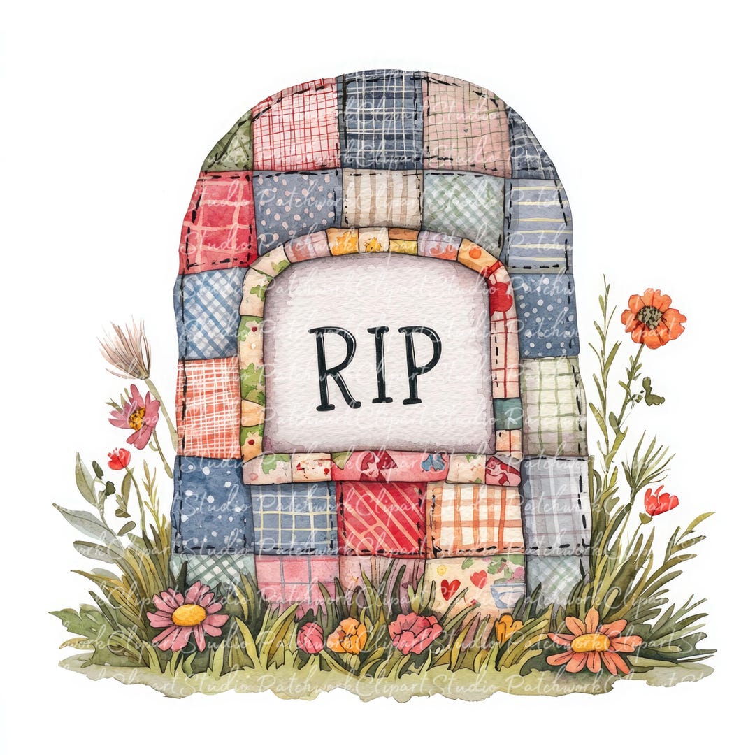 10 Gravestone Clipart Bundle, PNG & JPG, Printable Patchwork, Funeral ...