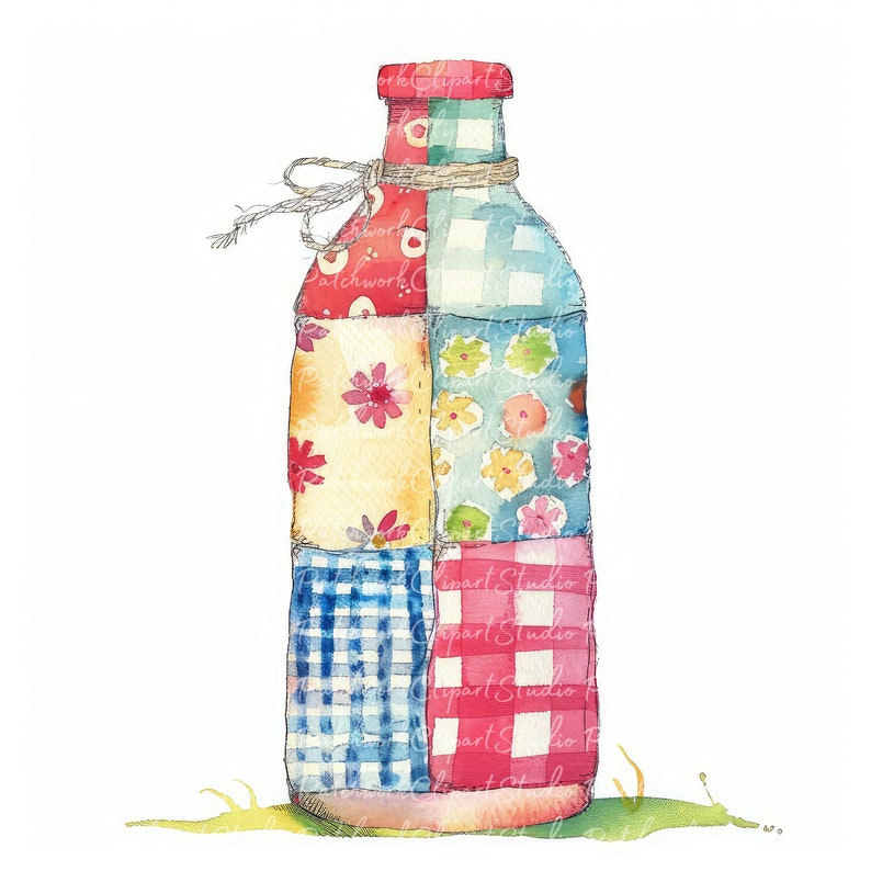 10 Milk Bottle Clipart Bundle, PNG & JPG, Printable Patchwork Milk ...