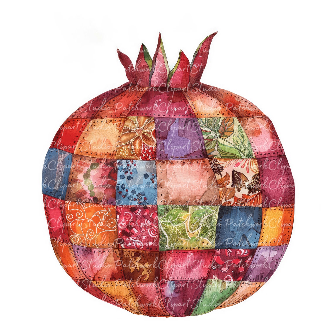 10 Pomegranates Clipart Bundle, PNG & JPG, Printable Patchwork ...