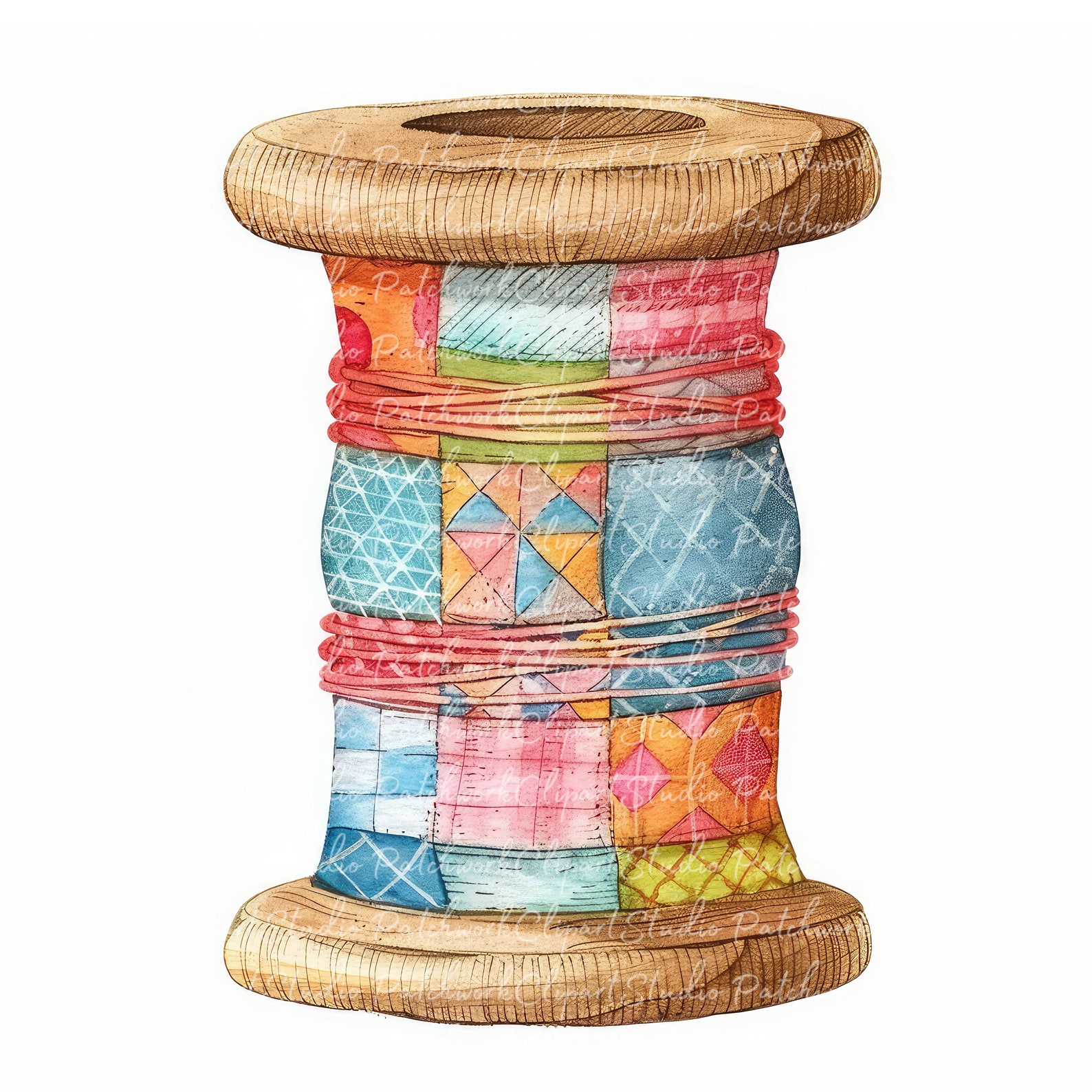 10 Spool of Thread Clipart Bundle, PNG & JPG, Printable Patchwork ...