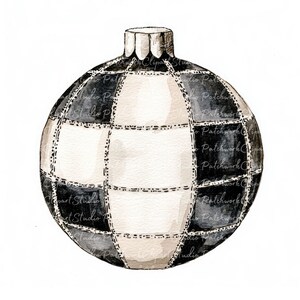 10 Black White Christmas Bauble Clipart Bundle, PNG & JPG, Printable ...