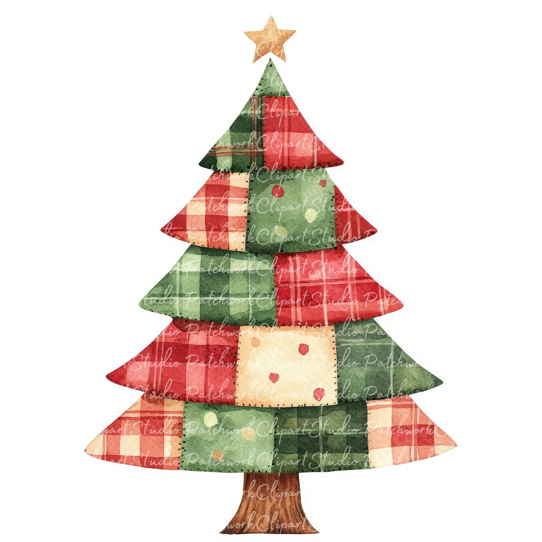 10 Green Red Christmas Tree Clipart Bundle, PNG & JPG, Printable ...