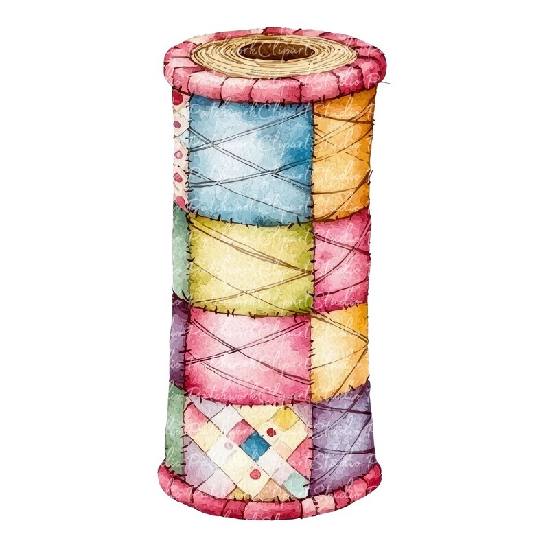10 Cute Spool of Thread Clipart Bundle, PNG & JPG, Printable Patchwork ...
