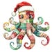 10 Christmas Octopus Clipart Bundle, PNG & JPG, Printable Patchwork ...