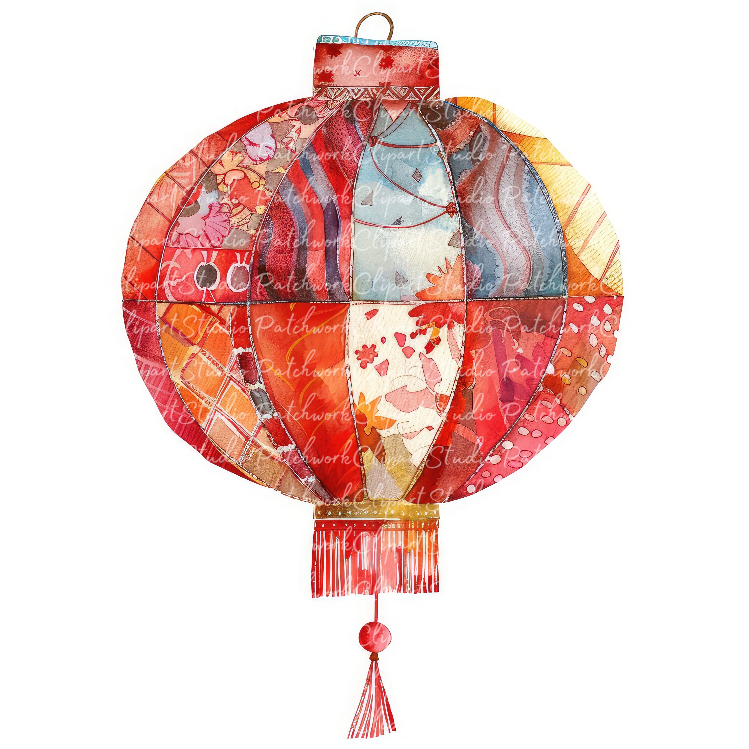 10 Chinese Lantern Clipart Bundle, PNG & JPG, Printable Patchwork ...