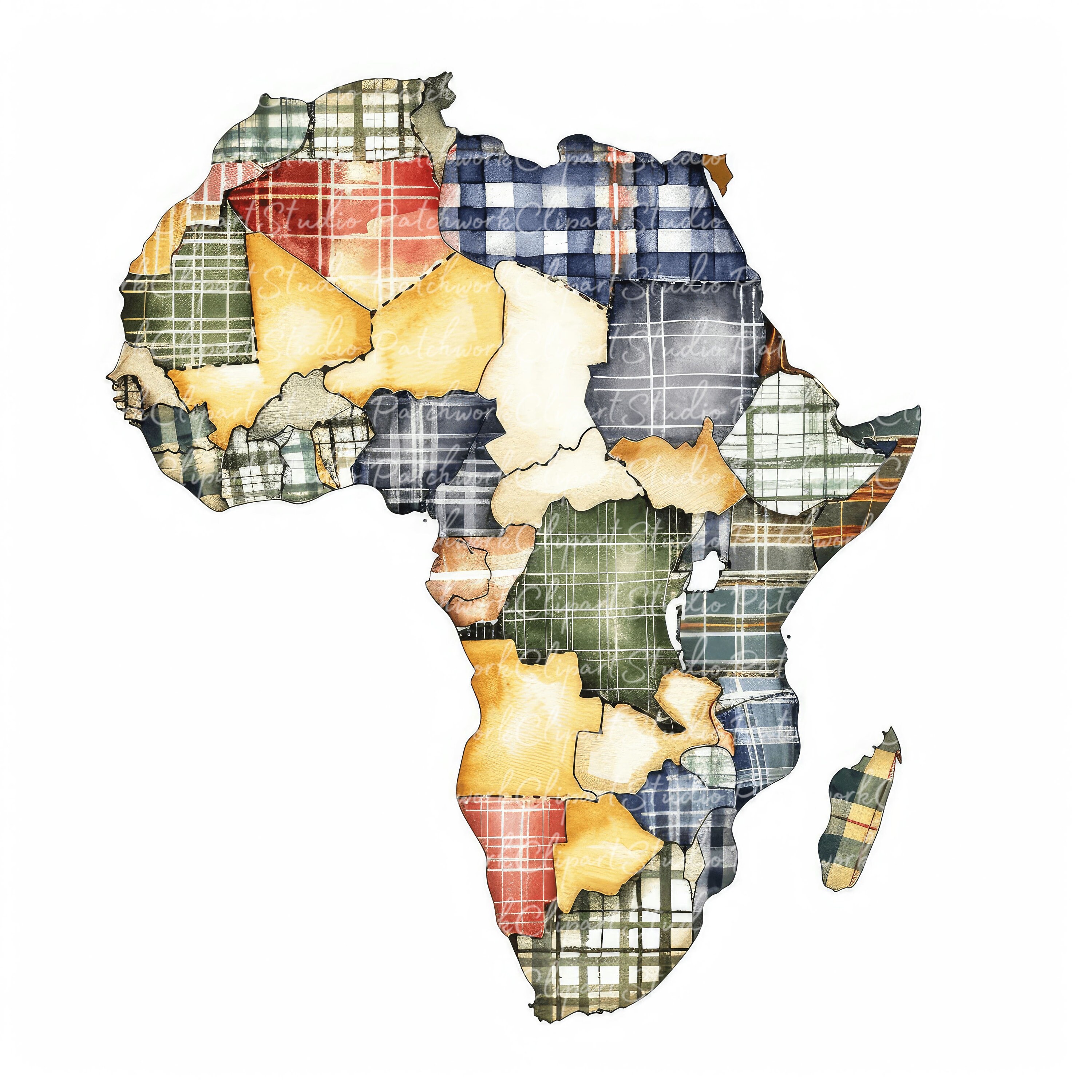 10 Africa Clipart Bundle, PNG & JPG, Printable Patchwork African ...