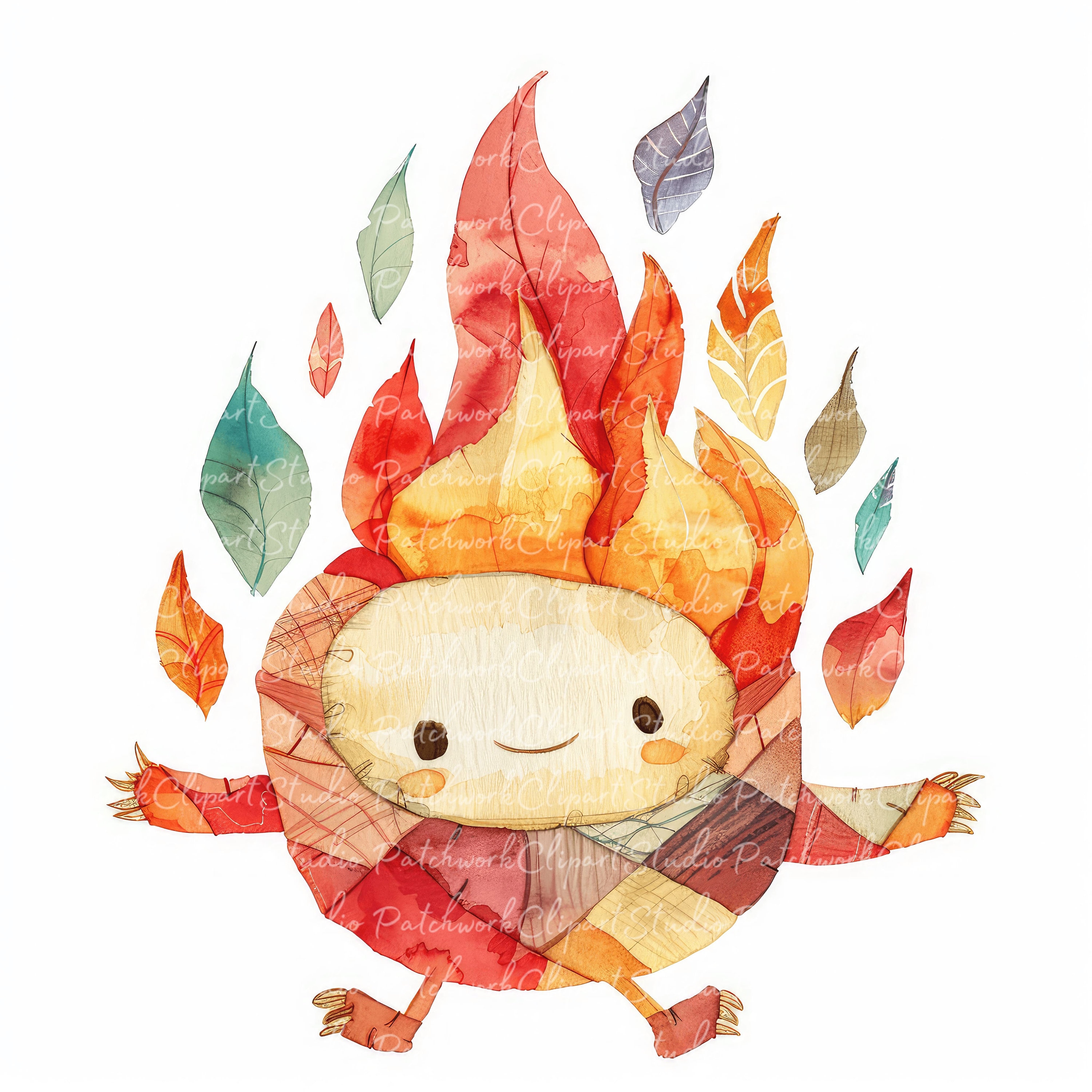 10 Fire Clipart Bundle, Printable Patchwork Flames, Quilted Fabric ...