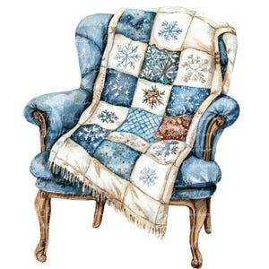 14 Quilted Blue Winter Blanket Clipart Bundle, PNG & JPG, Printable ...