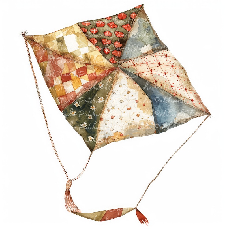 10 Kites Clipart Bundle, PNG & JPG, Printable Patchwork Kite ...