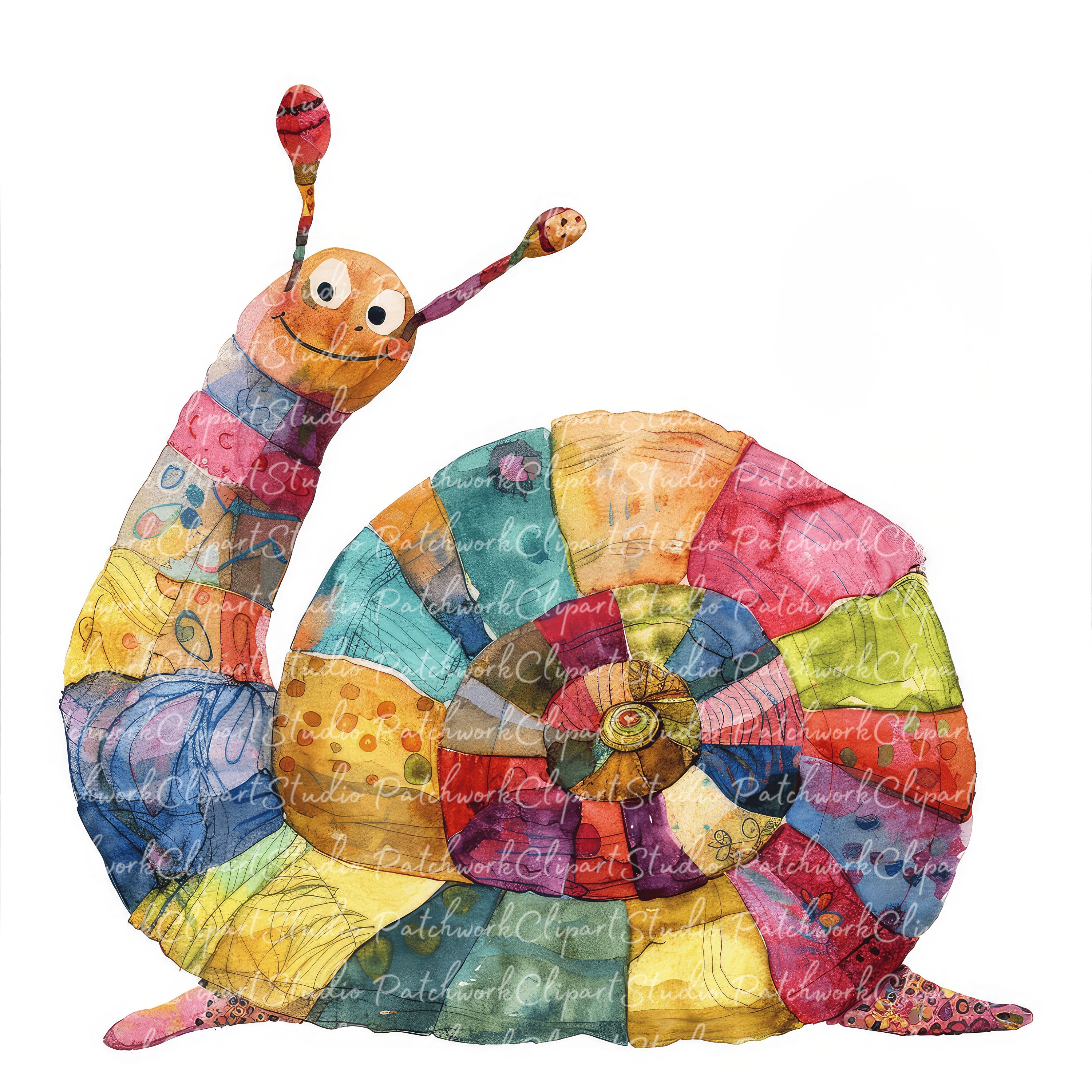 10 Snails Clipart Bundle, PNG & JPG, Printable Patchwork Snail ...