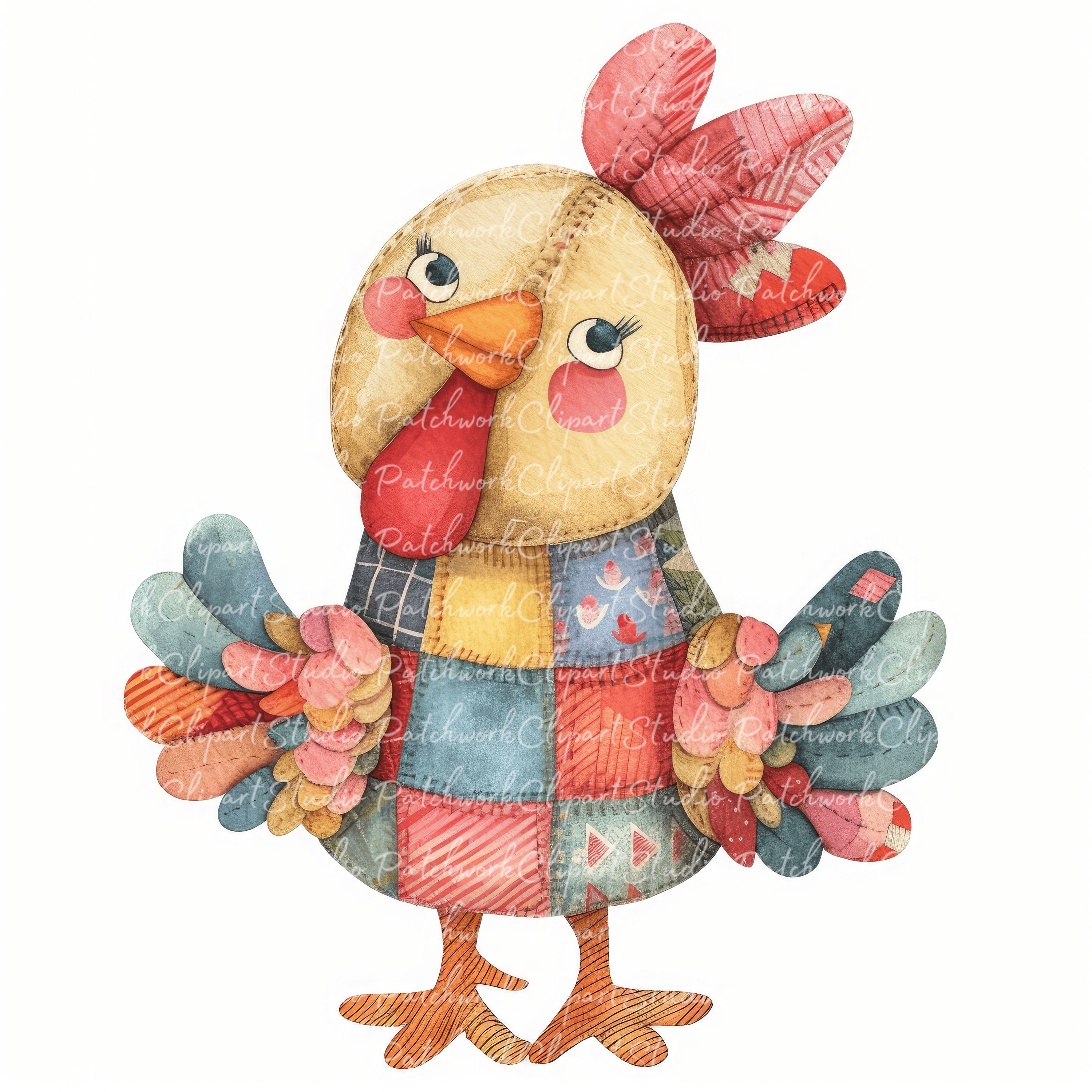 10 Roosters Clipart Bundle, PNG & JPG, Printable Patchwork Rooster ...