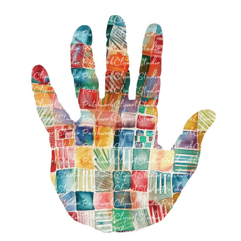 10 Hands Clipart Bundle, PNG & JPG, Printable Patchwork Hand ...
