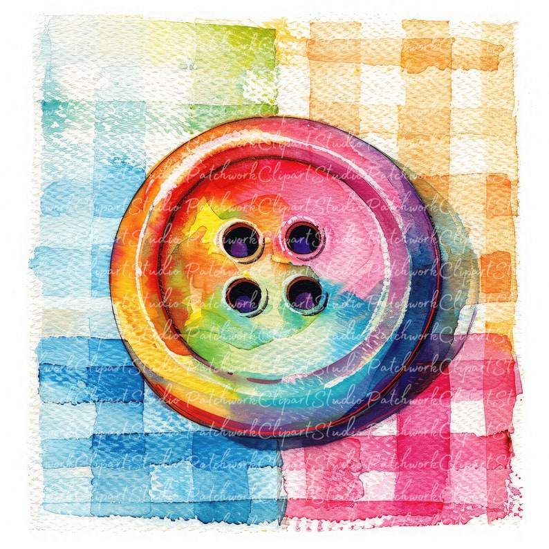 10 Buttons Clipart Bundle, Printable Patchwork Button, Quilted Fabric ...