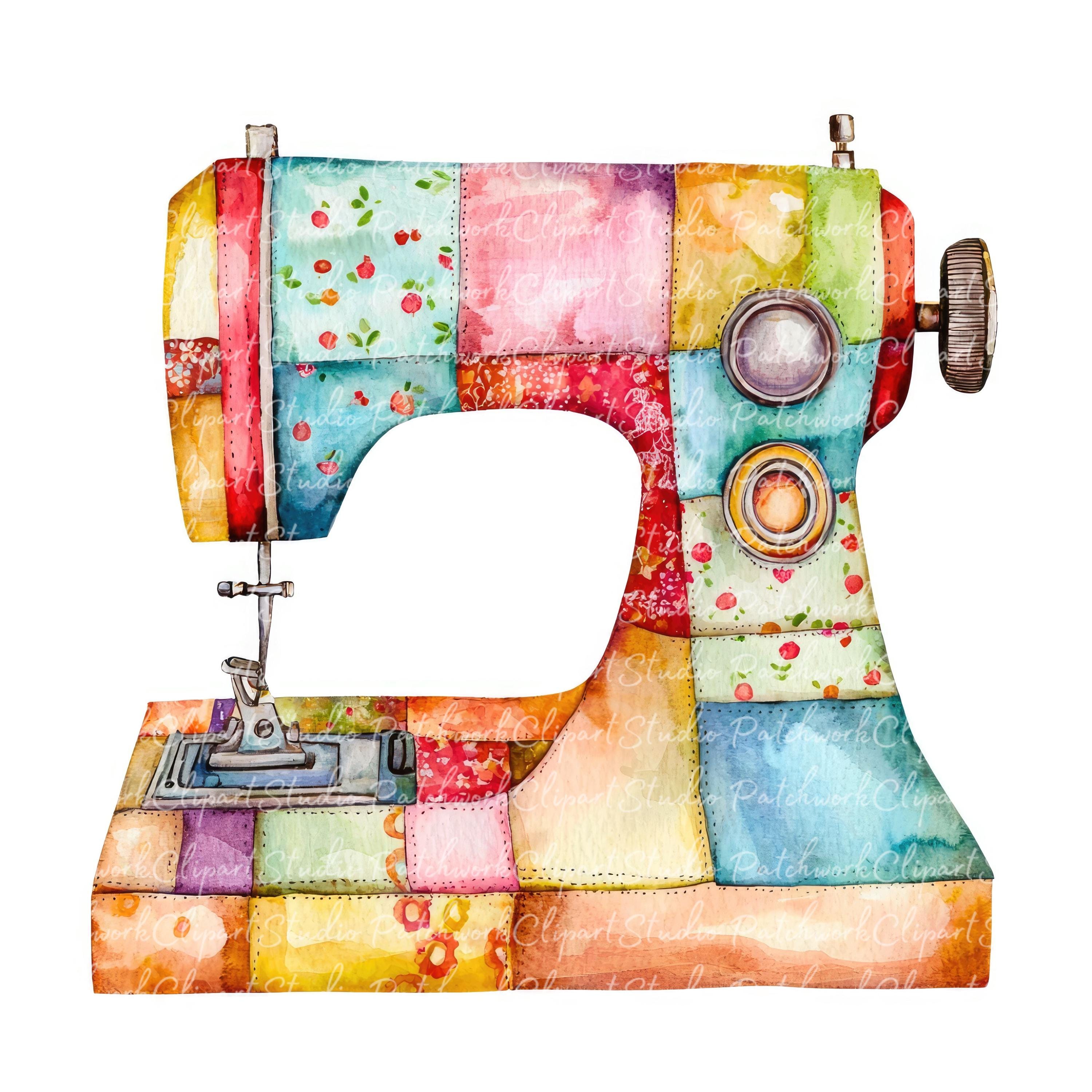 10 Cute Sewing Machine Clipart Bundle, PNG & JPG, Printable Patchwork ...