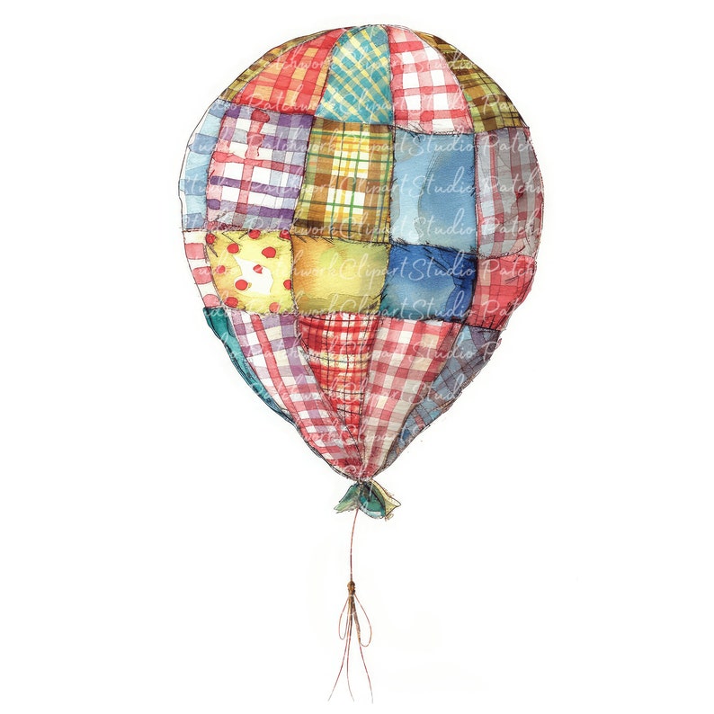 10 Balloons Clipart Bundle, PNG & JPG, Printable Patchwork Balloon ...