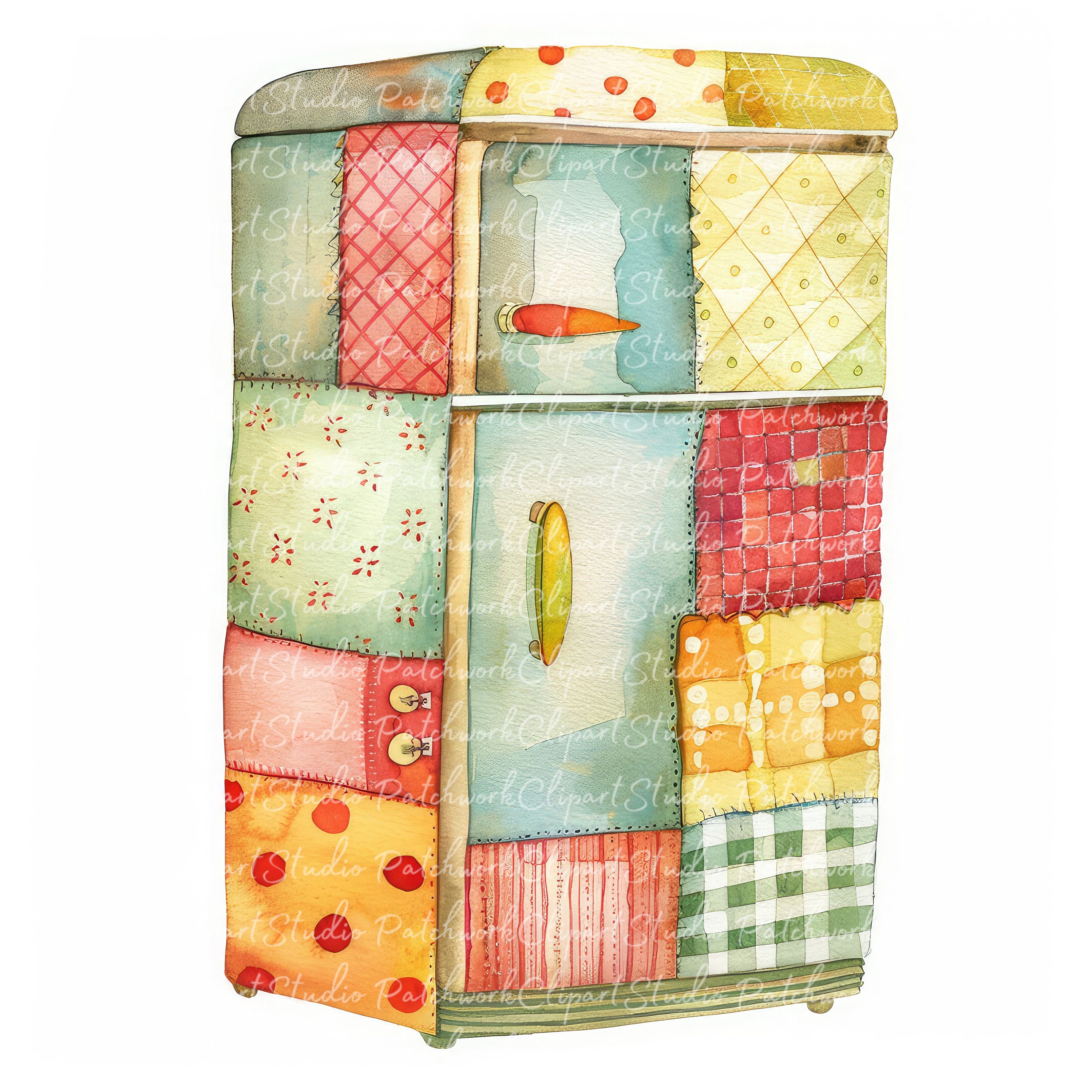 10 Refrigerator Clipart Bundle, PNG & JPG, Printable Patchwork ...
