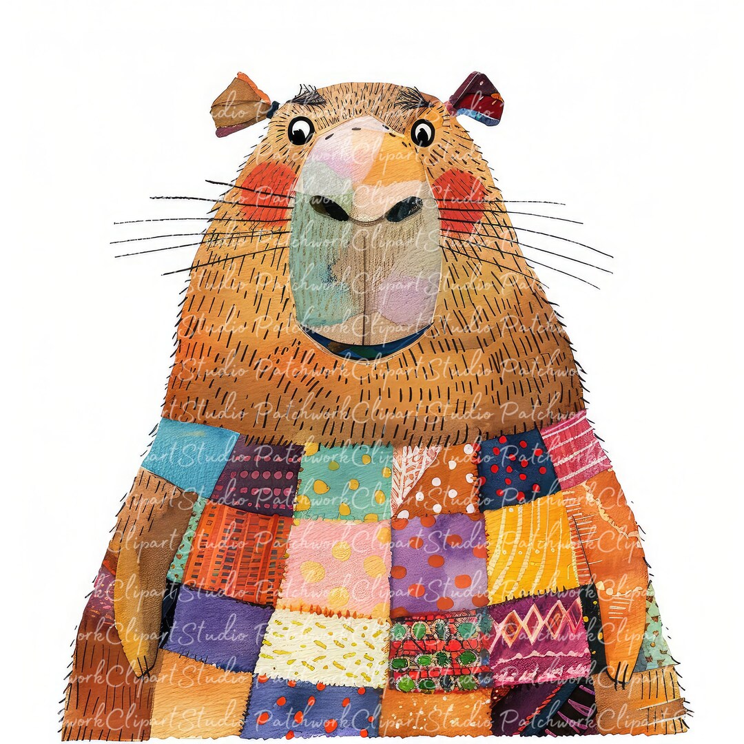 10 Capybaras Clipart Bundle, PNG & JPG, Printable Patchwork Capybara ...