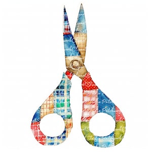 10 Scissors Clipart Bundle, PNG & JPG, Printable Patchwork Scissors ...