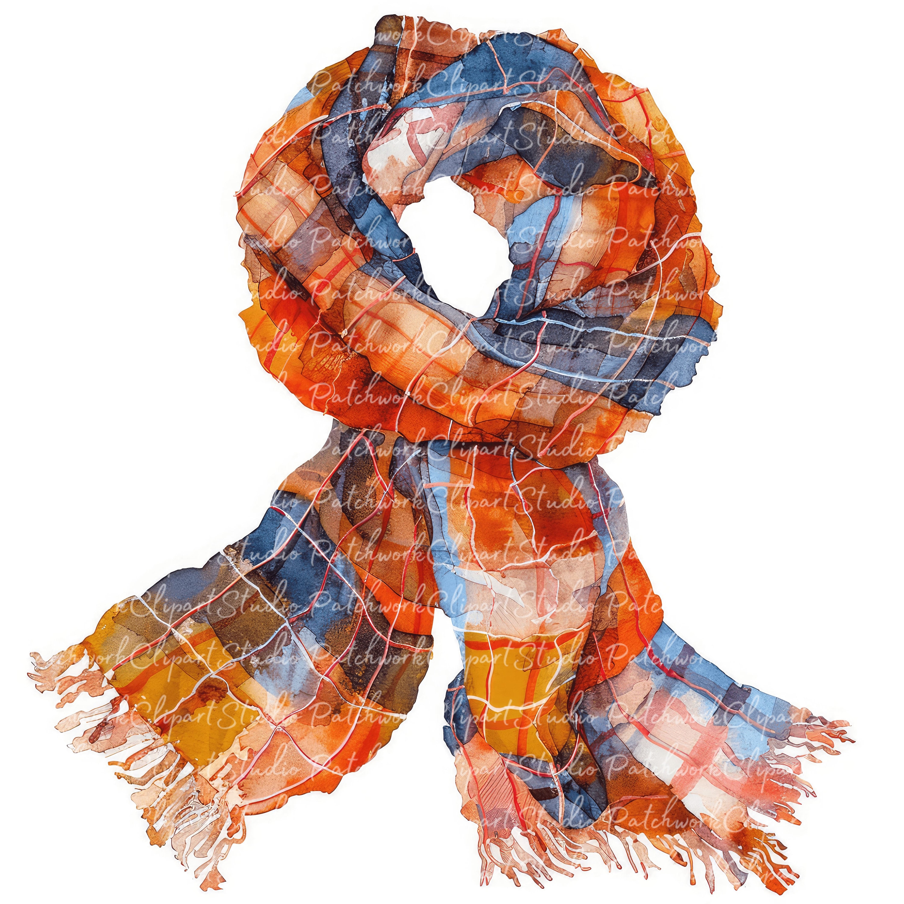 10 Scarf Clipart Bundle, Printable Patchwork Scarves, Quilted Fabric ...