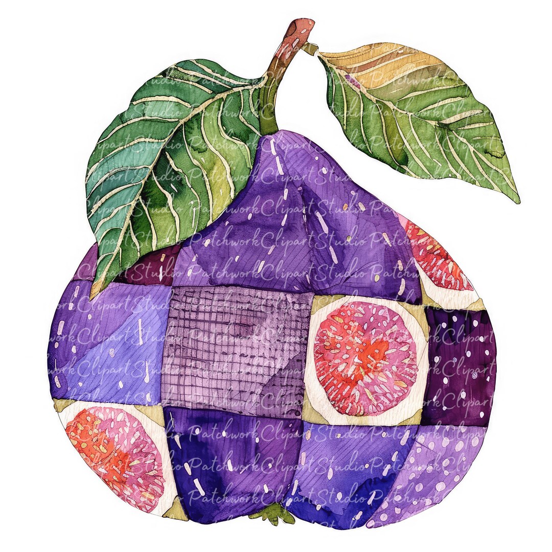 10 Figs Clipart Bundle, PNG & JPG, Printable Patchwork Fig ...
