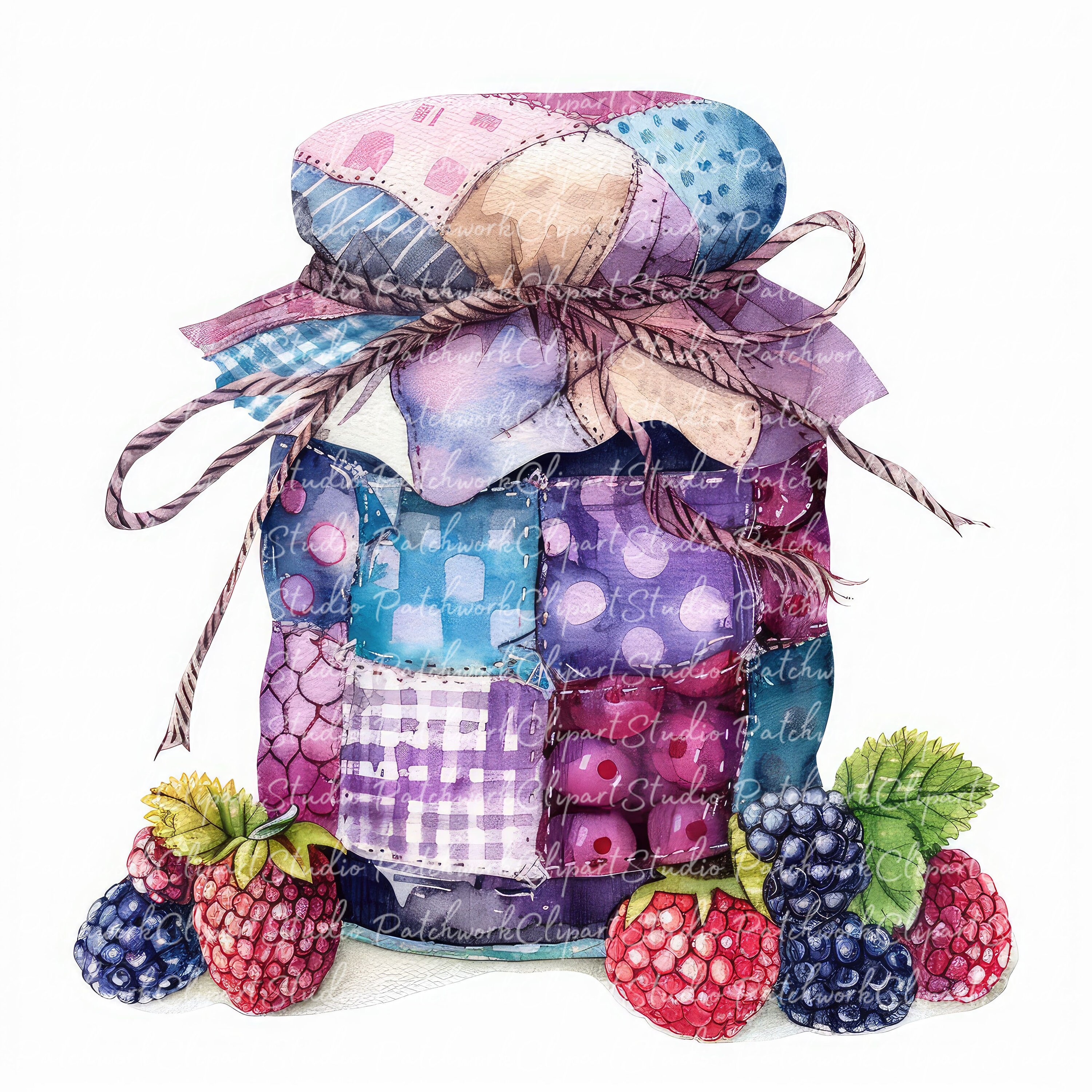 10 Jar of Jam Clipart Bundle, PNG & JPG, Printable Patchwork Jam ...