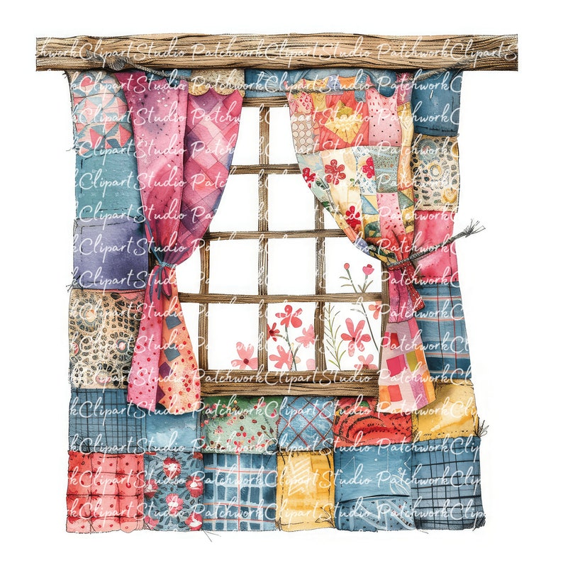 10 Windows Clipart Bundle, PNG & JPG, Printable Patchwork Window ...