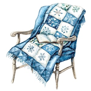 14 Quilted Blue Winter Blanket Clipart Bundle, PNG & JPG, Printable ...