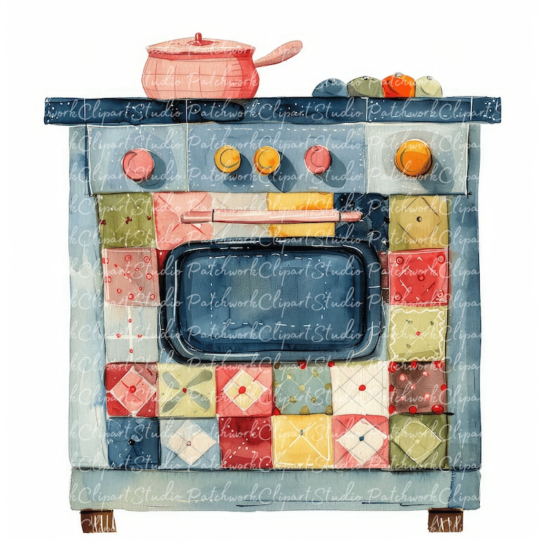 10 Ovens Clipart Bundle, PNG & JPG, Printable Patchwork Oven ...